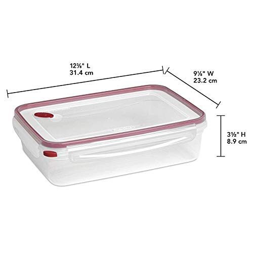 Sterilite 03426604 16.0 Cup BPA Free Rectangle UltraSeal Food Storage Container, For Meal Prep, Leftovers, or Work Lunch, Dishwasher Safe, Red 12 Pack