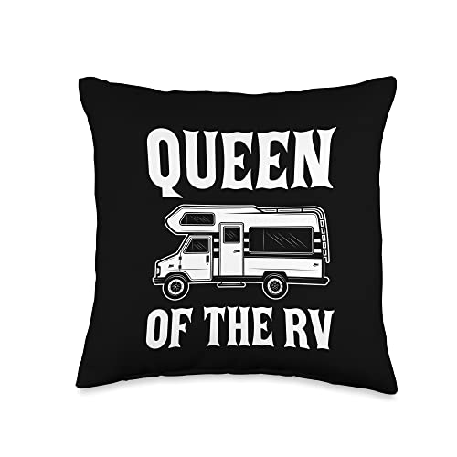 RV Camping Fun Unique Gifts Queen RV Camping Funny 5th Wheel Motorhome Camper Throw Pillow, 16x16, Multicolor