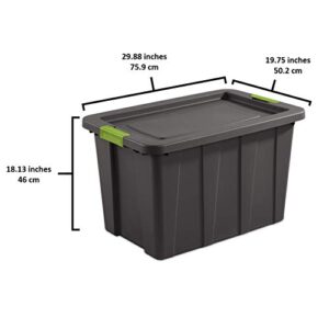 Sterilite 30 Gal Latching Tuff1 Storage Tote, Stackable Bin with Latch Lid, Plastic Container to Organize Garage, Basement, Blue Base and Lid, 8-Pack