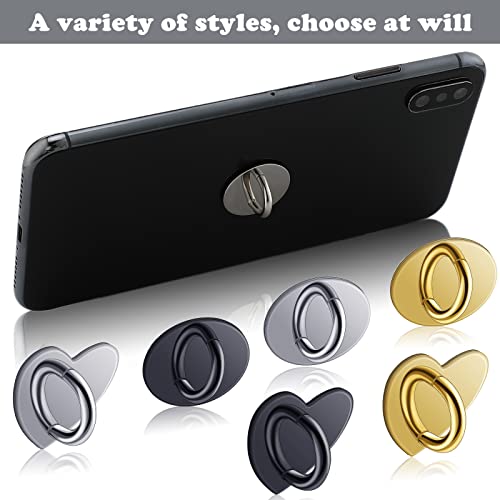 12 Pcs Phone Charm Hook Phone Charms Adhesive Metal Phone Finger Grip Cell Phone Finger Ring Loop Stand for DIY Hanging Round and Heart Phone Holder Cute Phone Keychain Accessories Gold Silver Black