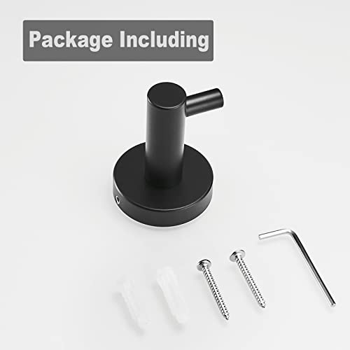 Orlif Towel Hooks，Matte Black SUS304 Stainless Steel Wall-Mounted Robe Hooks Holder Coat Hook for Bathroom, Kitchen, Bedroom, Hotel