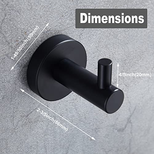 Orlif Towel Hooks，Matte Black SUS304 Stainless Steel Wall-Mounted Robe Hooks Holder Coat Hook for Bathroom, Kitchen, Bedroom, Hotel