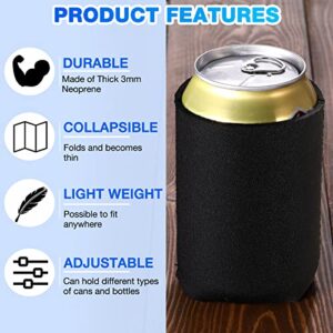 60 Packs Blank Can Cooler Sleeves Soda Can Covers Neoprene Can Sleeve Drink Insulator Sleeve Collapsible Can Coolers for Parties, Events or Weddings (Black)