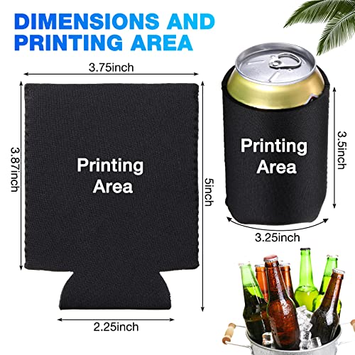 60 Packs Blank Can Cooler Sleeves Soda Can Covers Neoprene Can Sleeve Drink Insulator Sleeve Collapsible Can Coolers for Parties, Events or Weddings (Black)