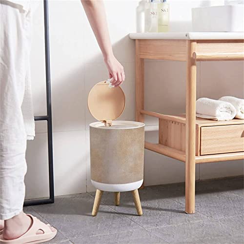 Small Trash Can with Lid Abstract Dusty Pink Shagreen Stingray Skin Texture Round Recycle Bin Press Top Dog Proof Wastebasket for Kitchen Bathroom Bedroom Office 7L/1.8 Gallon