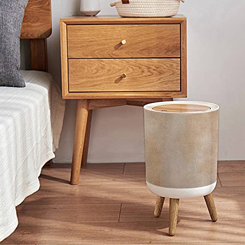 Small Trash Can with Lid Abstract Dusty Pink Shagreen Stingray Skin Texture Round Recycle Bin Press Top Dog Proof Wastebasket for Kitchen Bathroom Bedroom Office 7L/1.8 Gallon