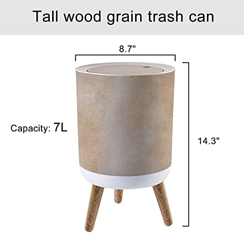 Small Trash Can with Lid Abstract Dusty Pink Shagreen Stingray Skin Texture Round Recycle Bin Press Top Dog Proof Wastebasket for Kitchen Bathroom Bedroom Office 7L/1.8 Gallon