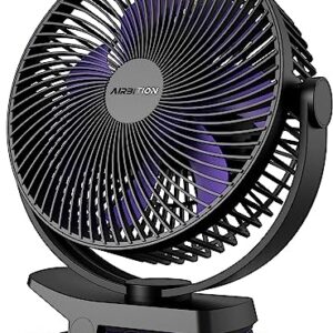 Airbition 10000mAh 8-Inch Clip on Fan Rechargeable, Battery Operated Powered USB Clamp Fan Portable for Golf Cart RV Car Travel Camping Tent Workout Treadmill Personal Bed Desk