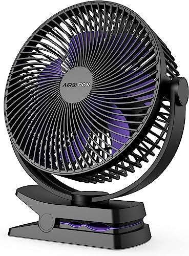 Airbition 10000mAh 8-Inch Clip on Fan Rechargeable, Battery Operated Powered USB Clamp Fan Portable for Golf Cart RV Car Travel Camping Tent Workout Treadmill Personal Bed Desk