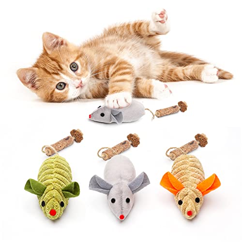 Potaroma 3Pcs Catnip Toys, Interactive Silvervine Cat Mice & Animals Toys for Indoor Cats and Kittens, Dental Cat Nip Plush Toy, Matatabi Silvervine Cat Chew Toy for Exercise