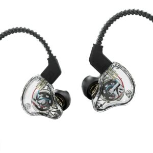 keephifi kbear ks1 in ear monitors kbear earbuds single dd wired earphone studio earbuds iem earphones in ear headphones wired noise cancelling headset for musicians drummers singers (clear, no mic)