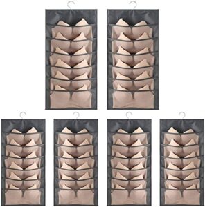 yunzsxjy bra organizers hanging bra storage bra hanger double sided with pockets,space saving closet organzier for bra underwear clothes socks wardrobe (gray, 3pcs 6+6 pockets)