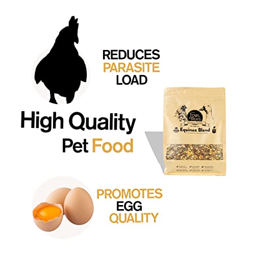 Fowl Treats Naturally Fortified Treats – Protein Rich Supplement Suitable for Chickens, Hens and Ducks, Hand Mixed with USA Grown Ingredients – Equinox Blend – 32oz