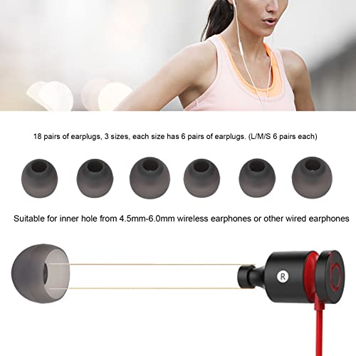 ASHATA 36Pcs Soft Silicone Earbuds Tips for in Ear Headphones, Noise Cancelling Eartips Eargels Earpads Earbud for Inner Hole from 4.5mm to 6.0mm in Ear Headphone Earphone