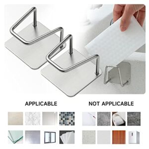 YAFIYGI 2 Pack Magnetic Sponge Holder for Kitchen Sink Stainless Steel Holder Drain Rack Strong Adhesive Small Sponge Holder Premium Rustproof & Waterproof Kitchen Sink Caddy