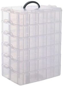 sooyee 6-tier stackable craft organizers and storage box with 60 compartments,plastic for toys,dolls, arts and craft, fuse beads, washi tape, rock collection, ribbons,clear