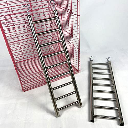 Dorakitten Parrot Ladder Stainless Steel - Metal Bird Climbing Exercise Toy Nonskid Rustproof Portable Bird Cage Ladder Cockatiel Stand Ladder