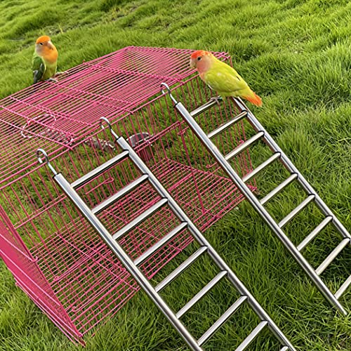 Dorakitten Parrot Ladder Stainless Steel - Metal Bird Climbing Exercise Toy Nonskid Rustproof Portable Bird Cage Ladder Cockatiel Stand Ladder