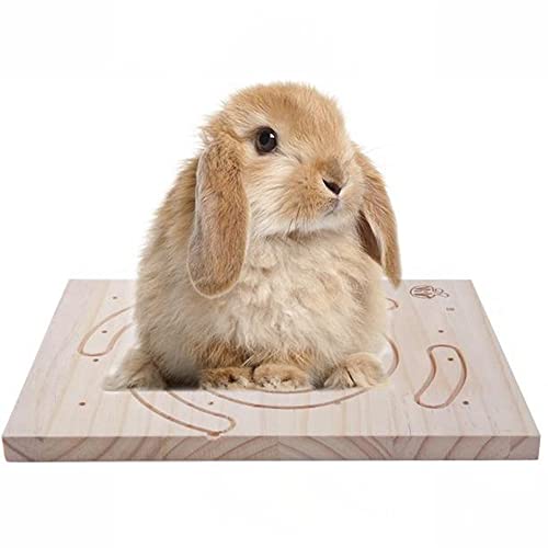 HAICHEN TEC Rabbit Scratch Board - Wooden Foot Pad Mat Bunny Chew Toy Grinding Claws Teeth Natural Wood for Small Animal Rabbit Hamster Chinchilla Guinea Pig Ferret Gerbil Bunny Squirrel Rat (Wood)