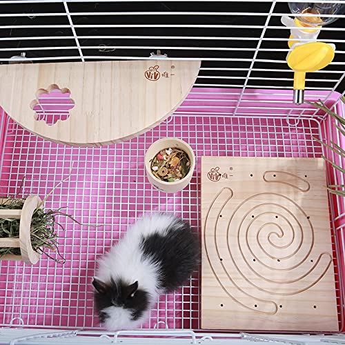 HAICHEN TEC Rabbit Scratch Board - Wooden Foot Pad Mat Bunny Chew Toy Grinding Claws Teeth Natural Wood for Small Animal Rabbit Hamster Chinchilla Guinea Pig Ferret Gerbil Bunny Squirrel Rat (Wood)