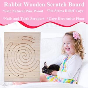 HAICHEN TEC Rabbit Scratch Board - Wooden Foot Pad Mat Bunny Chew Toy Grinding Claws Teeth Natural Wood for Small Animal Rabbit Hamster Chinchilla Guinea Pig Ferret Gerbil Bunny Squirrel Rat (Wood)