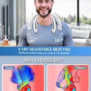 ABSKRYO Portable Neck Fan, Bladeless Cooling Fan, 8H Working Time, Headphone Design Personal Fan, Adjustable Neck Fan with 3 Speeds, for Travel Desk Bedroom