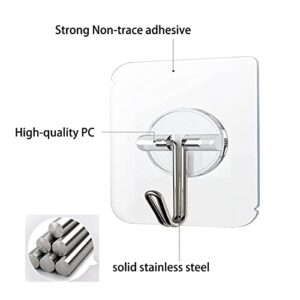 COLOGO Adhesive Hooks 24lb(Max) 60 Pack Heavy Duty Self Adhesive Hooks, Transparent Reusable Seamless Adhesive Wall Hooks for Kitchens, Bathroom, Office