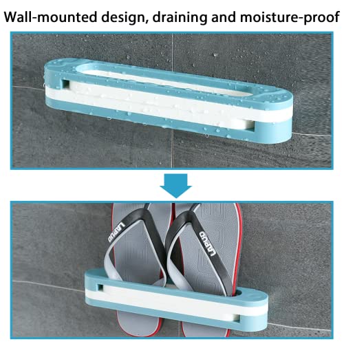 YihuiDurable Wall-mounted Multifunctional Slipper Rack Without Punching Folding Bathroom Slipper Towel Rack (Grey)