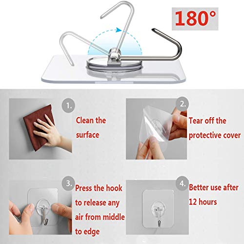 COLOGO Adhesive Hooks 20 Pack 22lb(Max) Adhesive Wall Hooks, Heavy Duty Self Adhesive Hooks for Kitchens, Bathroom, Office