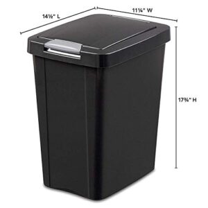 Sterilite 7.5 Gallon TouchTop Narrow Plastic Wastebasket with Secure Titanium Latch for Kitchen, Bathroom, and Office Use, Black (8 Pack)