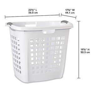 Sterilite Ultra Laundry Hamper, Egronomic Handles to Easily Transport Clothes to and from the Laundry Room, White, 8-Pack