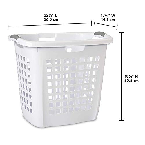 Sterilite Ultra Laundry Hamper, Egronomic Handles to Easily Transport Clothes to and from the Laundry Room, White, 8-Pack