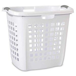 Sterilite Ultra Laundry Hamper, Egronomic Handles to Easily Transport Clothes to and from the Laundry Room, White, 8-Pack