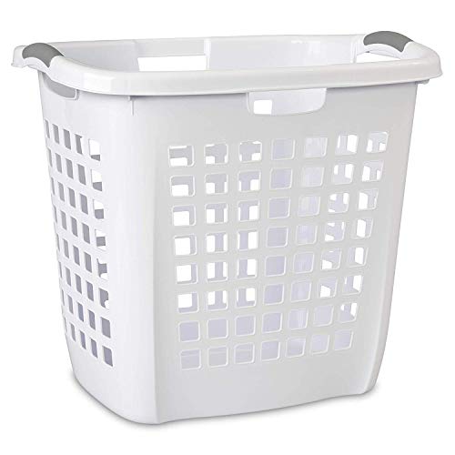 Sterilite Ultra Laundry Hamper, Egronomic Handles to Easily Transport Clothes to and from the Laundry Room, White, 8-Pack