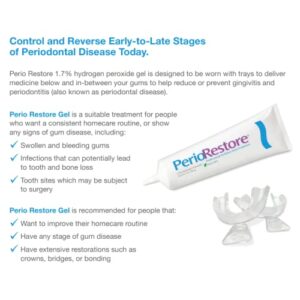 Perio Restore® Gel 3 Ounce Tube; 1.7% Hydrogen Peroxide Oral Cleansing Treatment; Oral Cleansing Gel. Includes Two (2) Trays for Ease of Application. Mint Flavor, at-Home Treatment