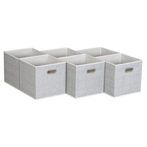 household essentials white mix set of 6 open fabric cube storage bins, 11 x 11