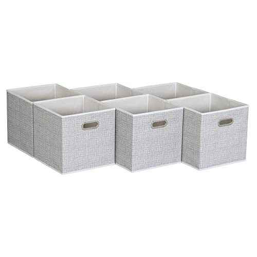 Household Essentials White Mix Set of 6 Open Fabric Cube Storage Bins, 11 x 11