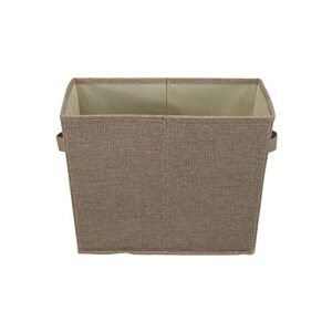 Household Essentials Medium Fabric Storage Bins 2 Pack, Storage Bins with Handles, Poly Linen Fabric with Wire Framing, Great for Shelving Organization, Latte Linen