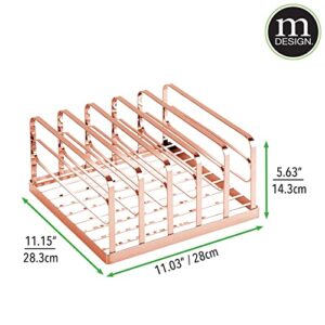 mDesign Metal Divided Stackable Purse Organizer for Closets, Bedrooms, Dressers, Shelves - Closet Shelf Storage Solution for Purses, Clutches, Wallets, Accessories - 5 Sections - Rose Gold