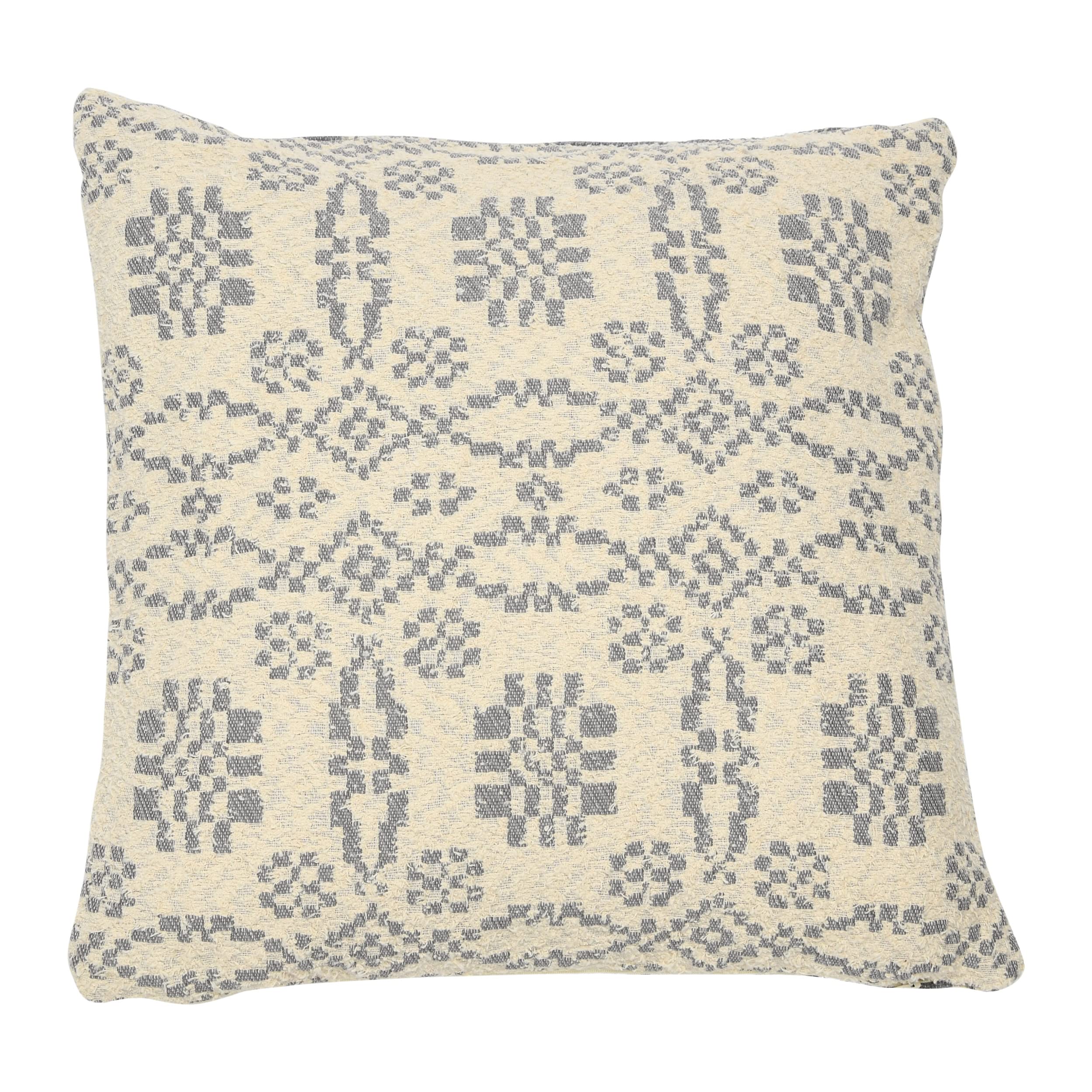 Creative Co-Op Woven Cotton Jacquard Pillow, 20" L x 20" W x 0" H, Greige