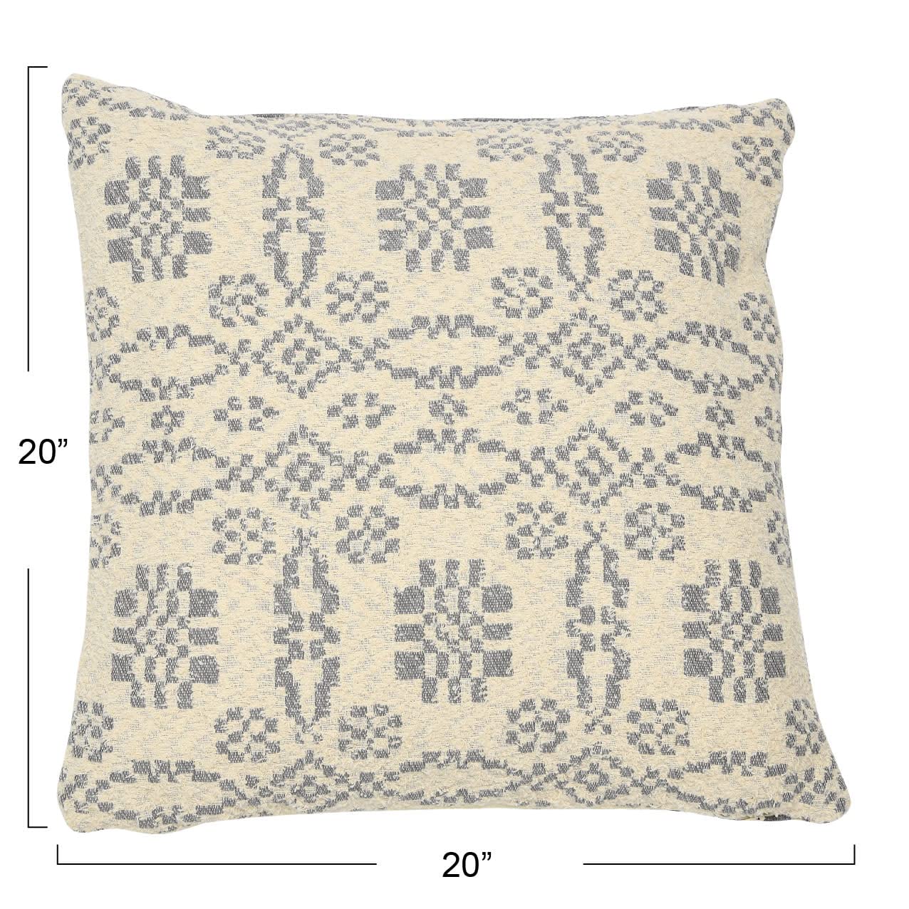 Creative Co-Op Woven Cotton Jacquard Pillow, 20" L x 20" W x 0" H, Greige