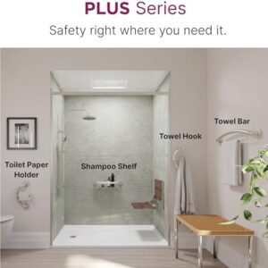 HEALTHCRAFT Plus Series Towel & Robe Hook, Bath & Shower Grab Bars, Shower and Bathroom Safety, Stainless-Steel, Wall-Mounted Heavy Duty for Elderly, Seniors or Handicap/Up to 500Lbs/ Polished Chrome