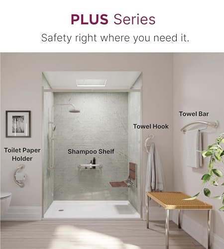 HEALTHCRAFT Plus Series Towel & Robe Hook, Bath & Shower Grab Bars, Shower and Bathroom Safety, Stainless-Steel, Wall-Mounted Heavy Duty for Elderly, Seniors or Handicap/Up to 500Lbs/ Polished Chrome