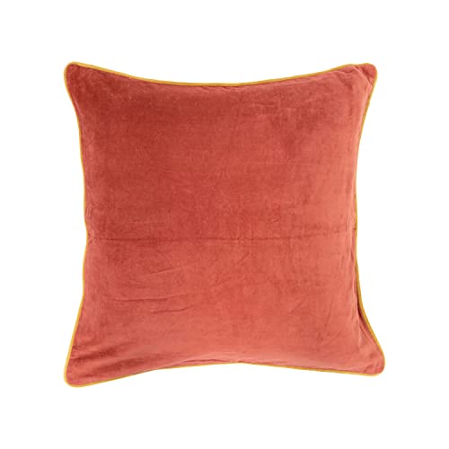 Creative Co-Op Cotton Velvet Mustard Color Piping Pillow, 24" L x 24" W x 2" H, Orange