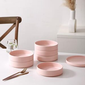 stone lain stella pasta bowl 6-piece set, round, porcelain, blush, 6 pasta bowls