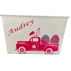 Personalized Easter Basket For Kids - Custom Bucket With Name - Pail With Handles - Gift Decor (Blush Pink Bucket)