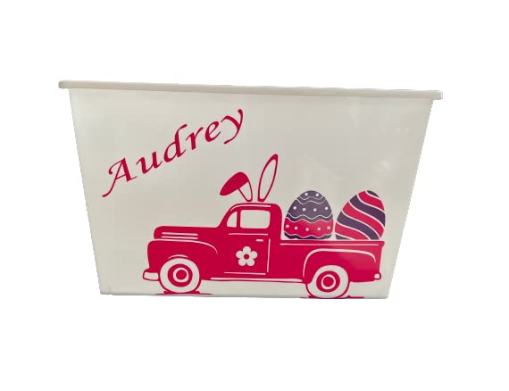 Personalized Easter Basket For Kids - Custom Bucket With Name - Pail With Handles - Gift Decor (Blush Pink Bucket)