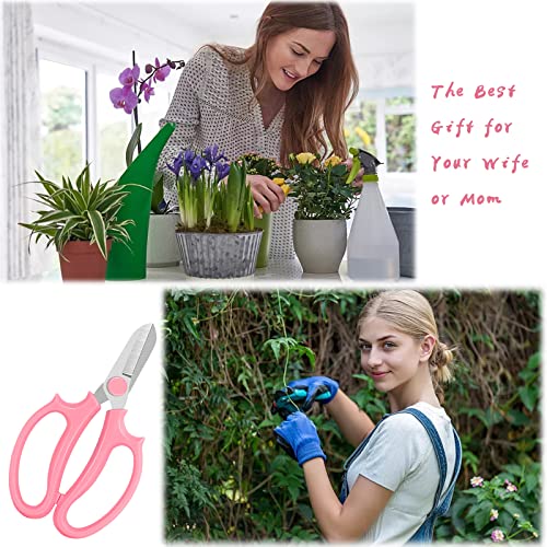 3 Pcs Garden Scissors Floral Shears,Professional Floral Scissors with Comfortable Grip Handle,Premium Garden Pruning Shears for Plants Trimming and Fruit Picking Trimming,Pink