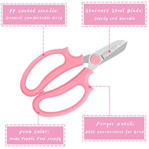 3 Pcs Garden Scissors Floral Shears,Professional Floral Scissors with Comfortable Grip Handle,Premium Garden Pruning Shears for Plants Trimming and Fruit Picking Trimming,Pink