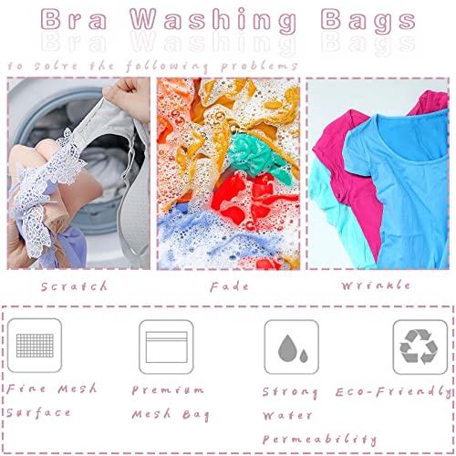 6 Pcs Bra Washing Bags,Mesh Wash Bags,Exclusive Underwear Washing Bags with Zipper for Women Laundry Storage